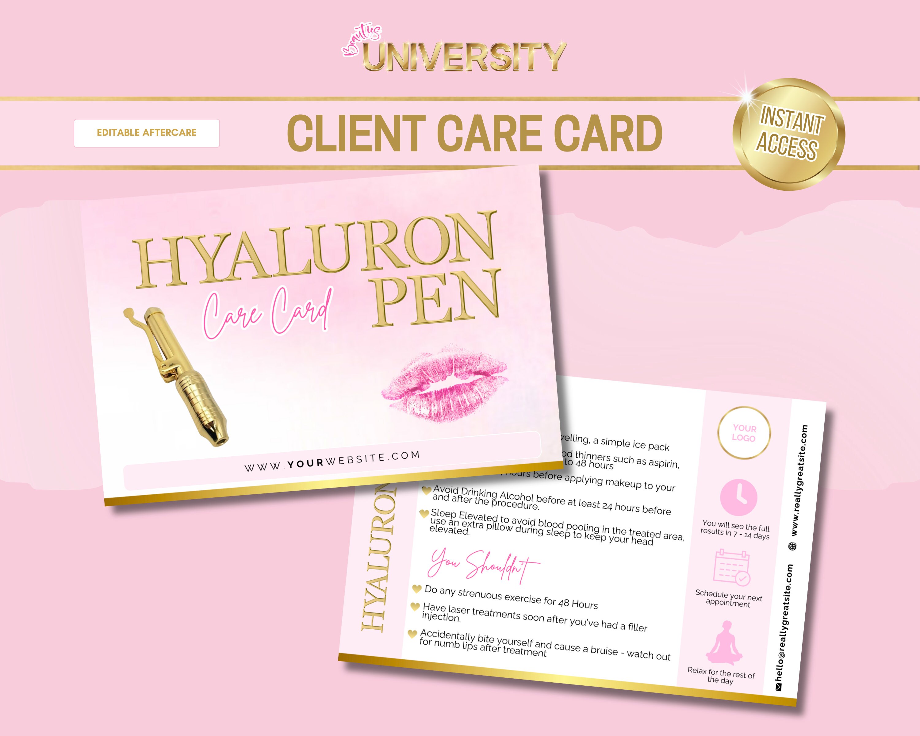 Hyaluron Pen Intake & Consent Forms, Aftercare Cards, Marketing Flyer ...