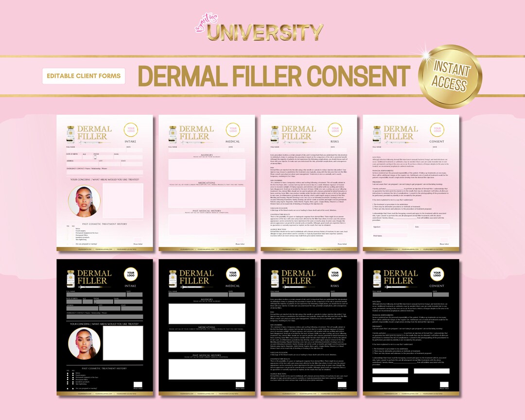 Dermal Filler Consent Forms, Dermal Filler Consultation Pack ...