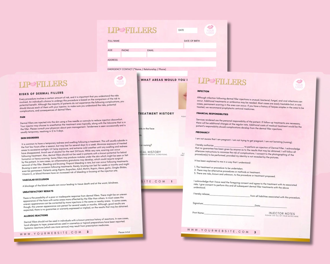 Lip Fillers Consent Forms, Lip Injections Consultation, Lip Filler ...