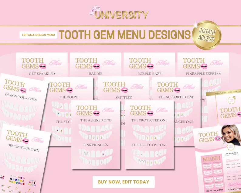 Tooth Gem Design Menu, Canva Template (digital Download) - Etsy