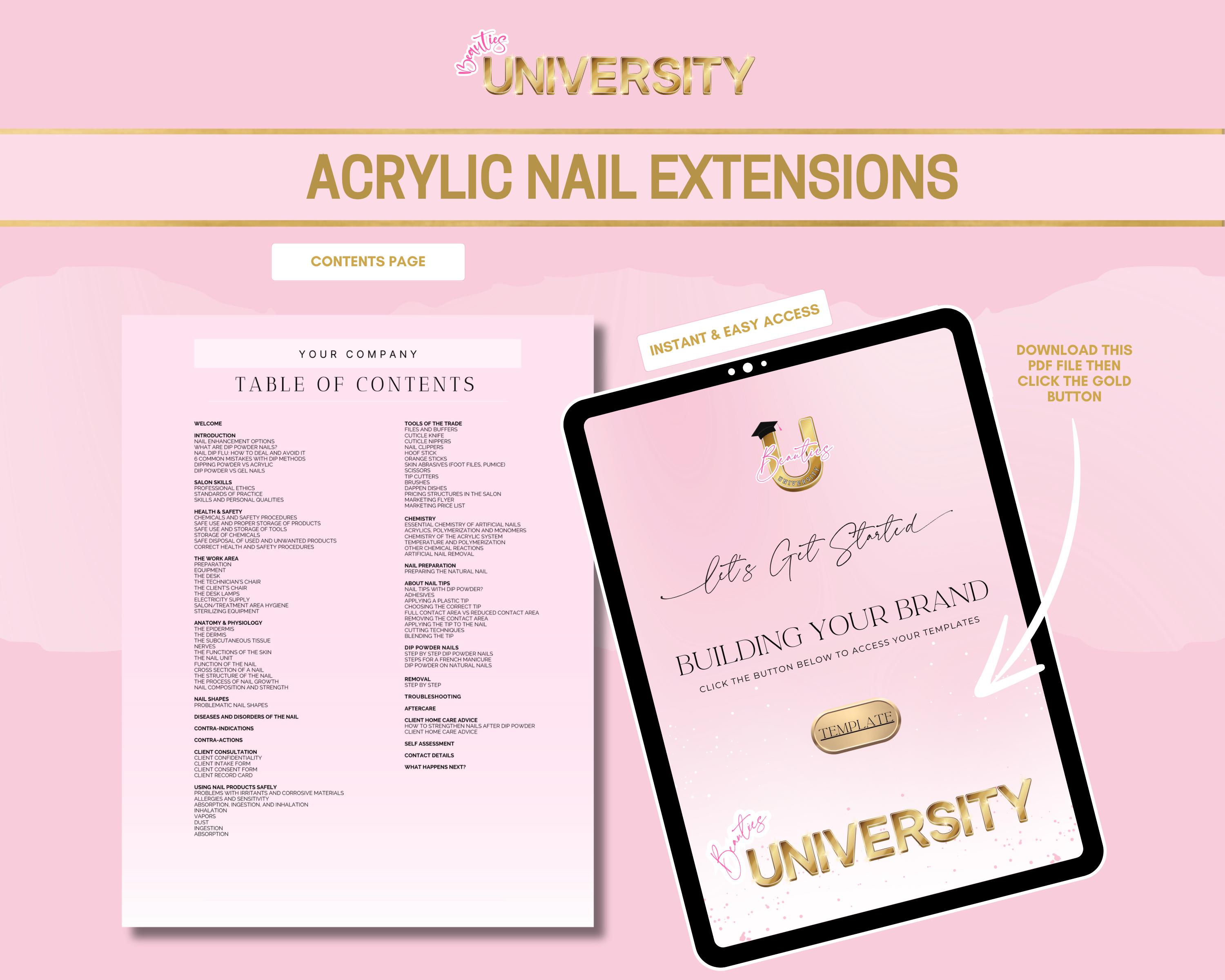 Acrylic Nails Training Manual, Acrylic Nails Guide, Certificate, Nails ...
