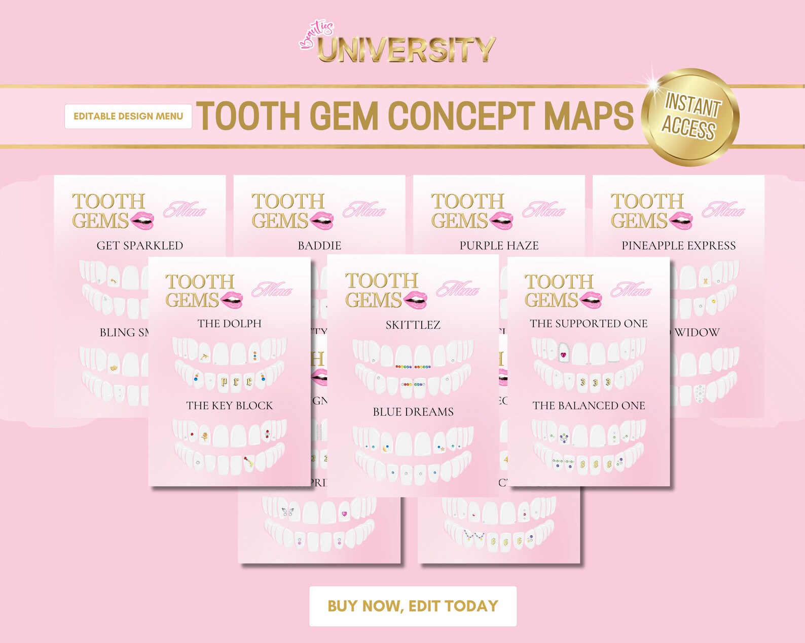 Tooth Gem Design Menu, Canva Template (digital Download) - Etsy