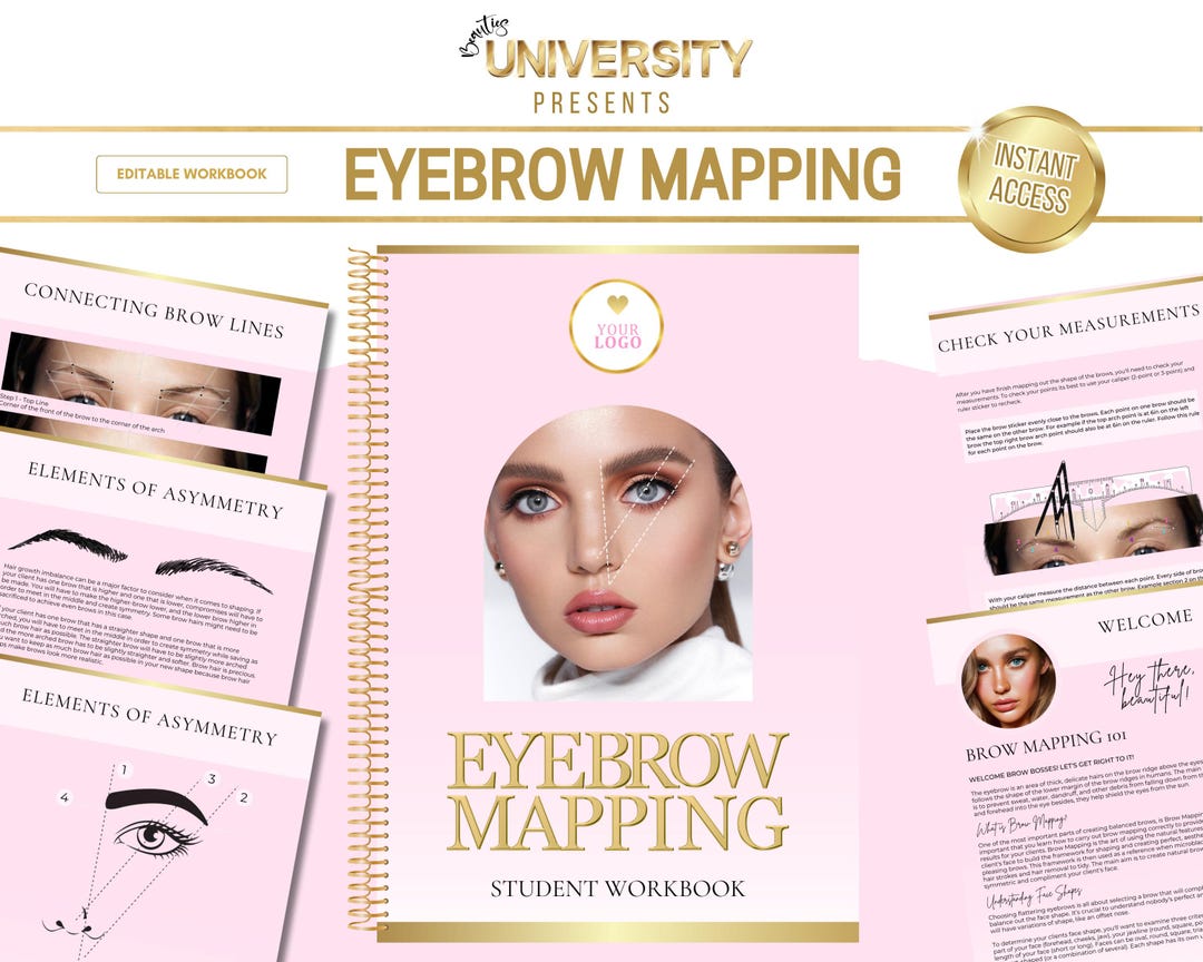 Brow Mapping Workbook, Eyebrow Mapping Guide, Practice Workbook, Student, Tutor, Edit in Canva ...