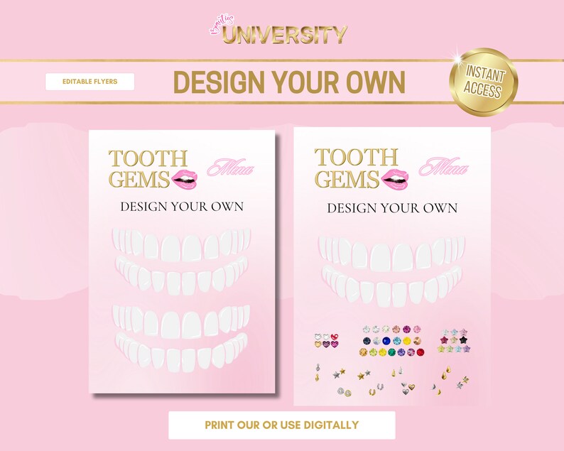 Tooth Gem Design Menu, Canva Template (digital Download) - Etsy