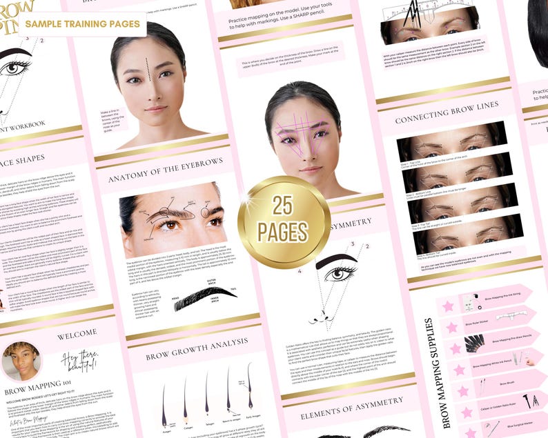 Eyebrow Mapping Workbook, Brow Mapping Guide, Practice Workbook, Student, Tutor, Edit in Canva ...