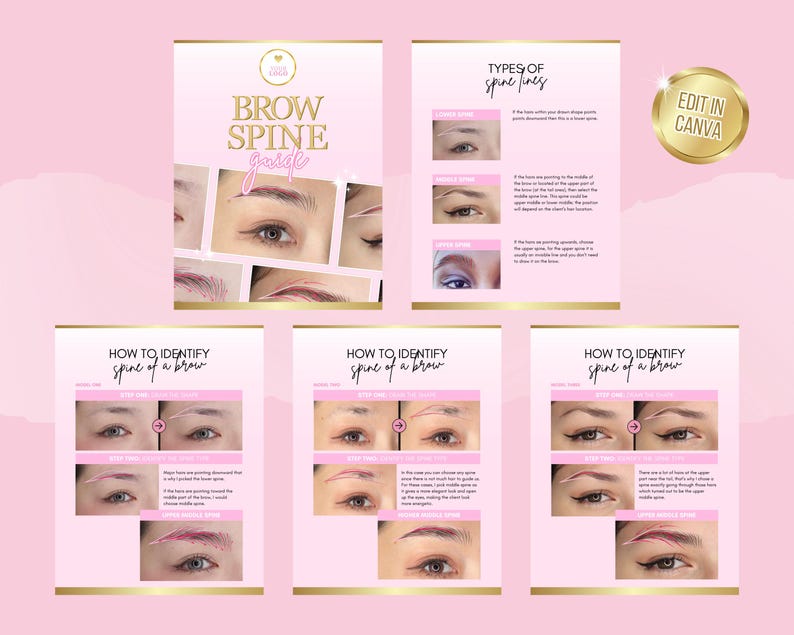 Eyebrow Spine Guide, Student Practice Sheets, PMU Brows Workbook 02, Edit in Canva - Etsy