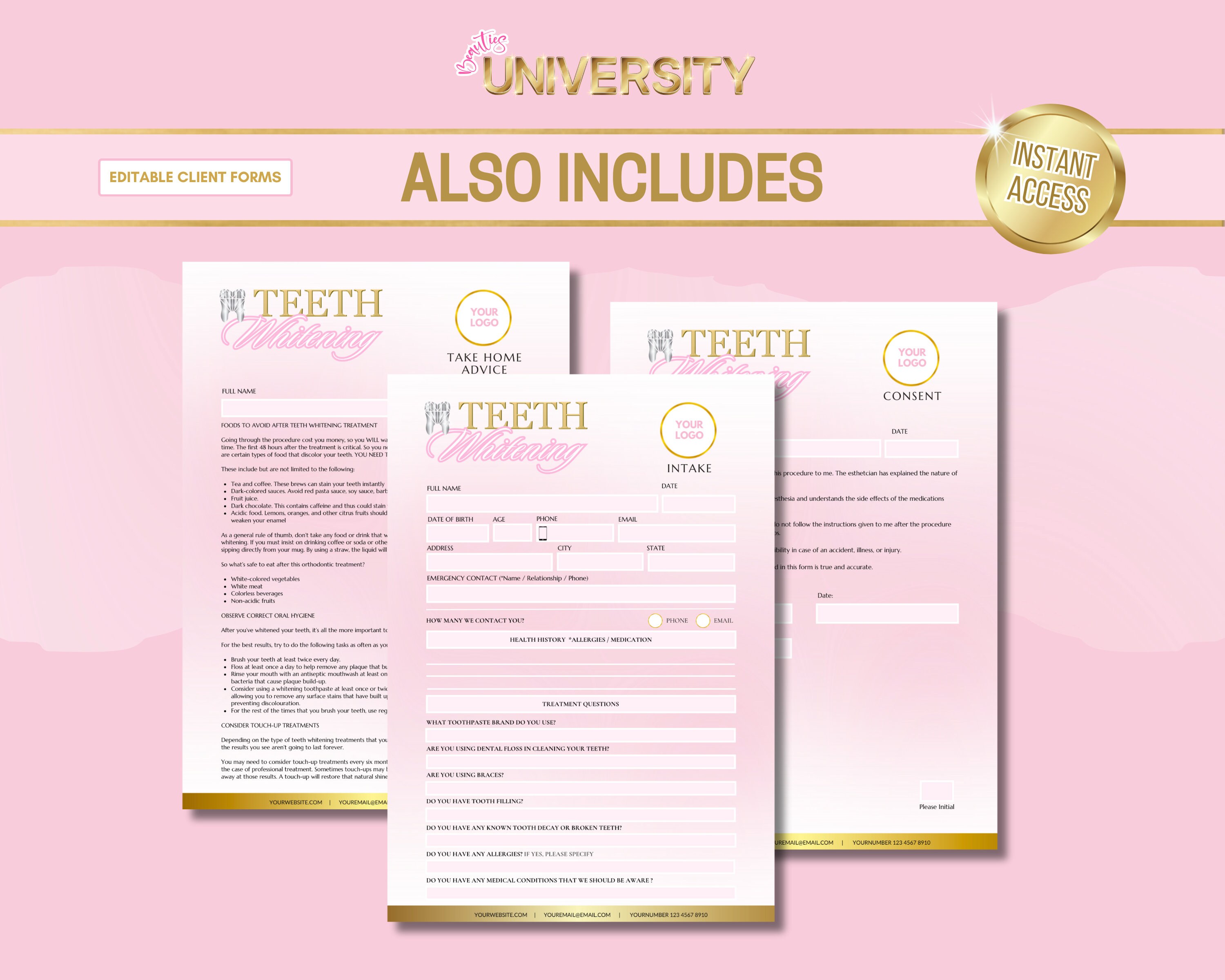 Teeth Whitening Training Manual, Certificate, Flyers, Teeth Whitening ...