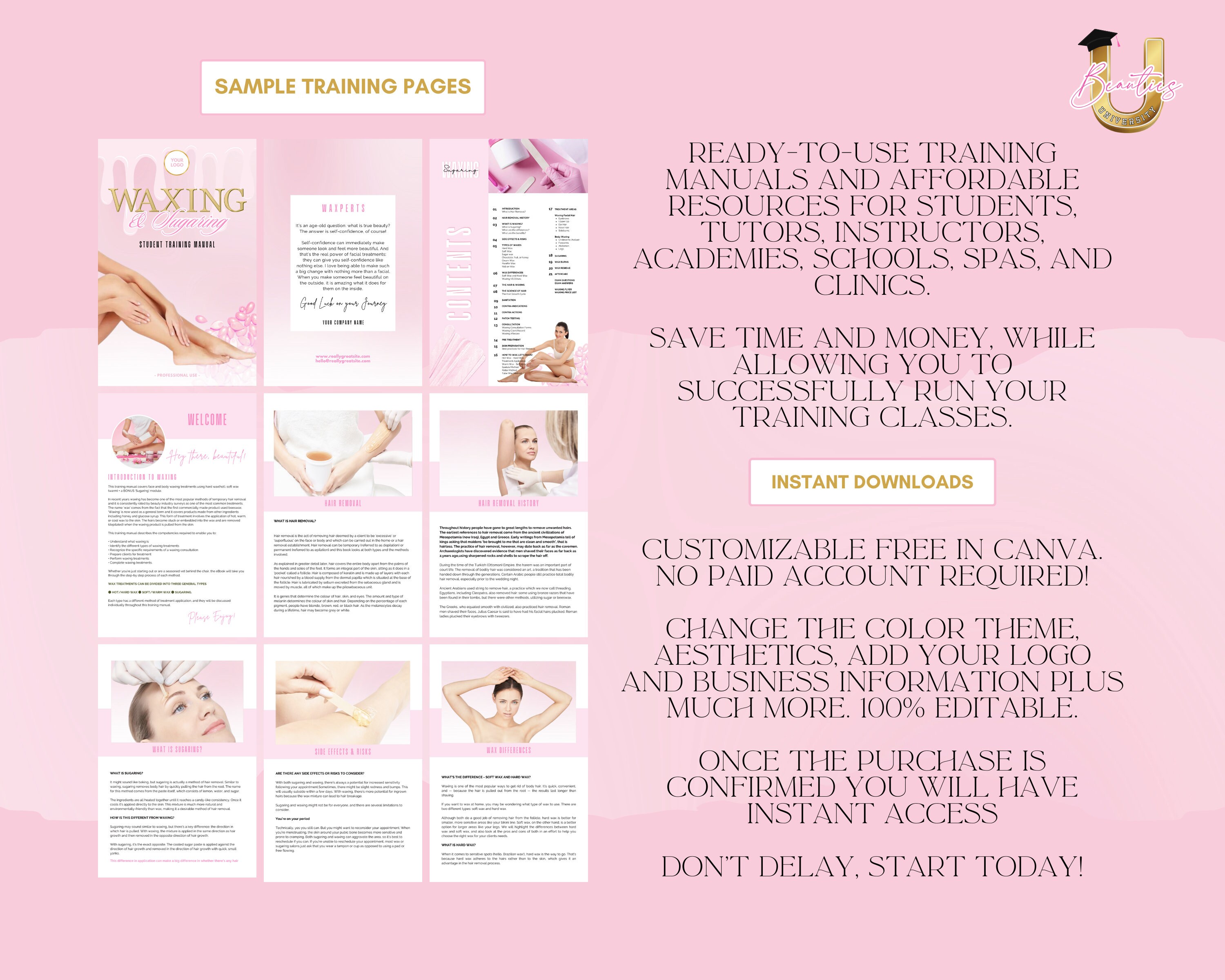 Wax Manual, Waxing Training Manual, Sugaring, Certificate, Wax Theory ...