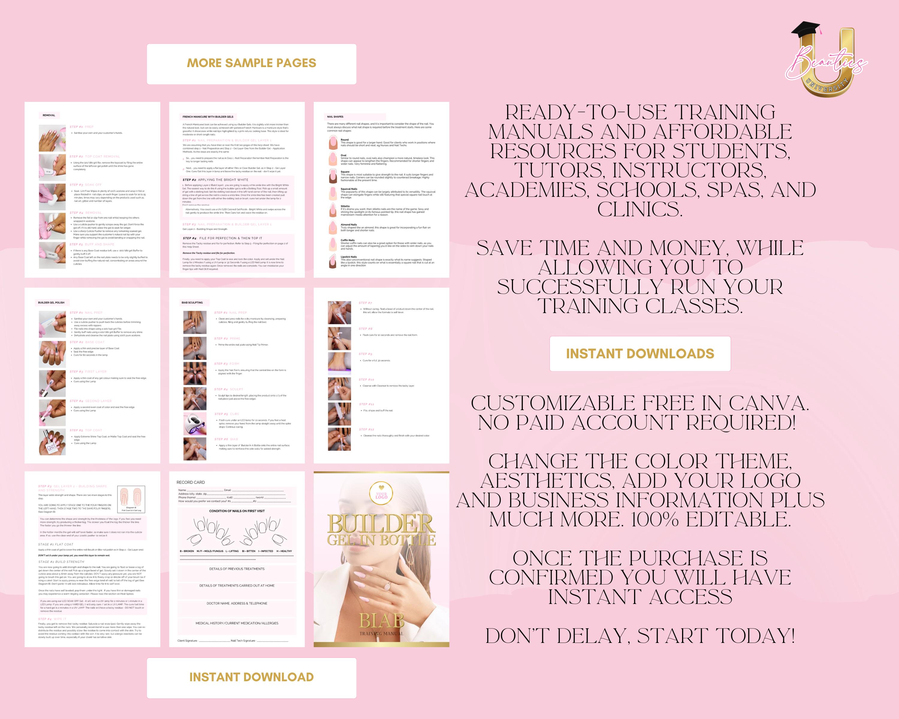Builder Gel Training Manual, BIAB Nails Guide, Certificate, Nails Course, Nail Technician ...