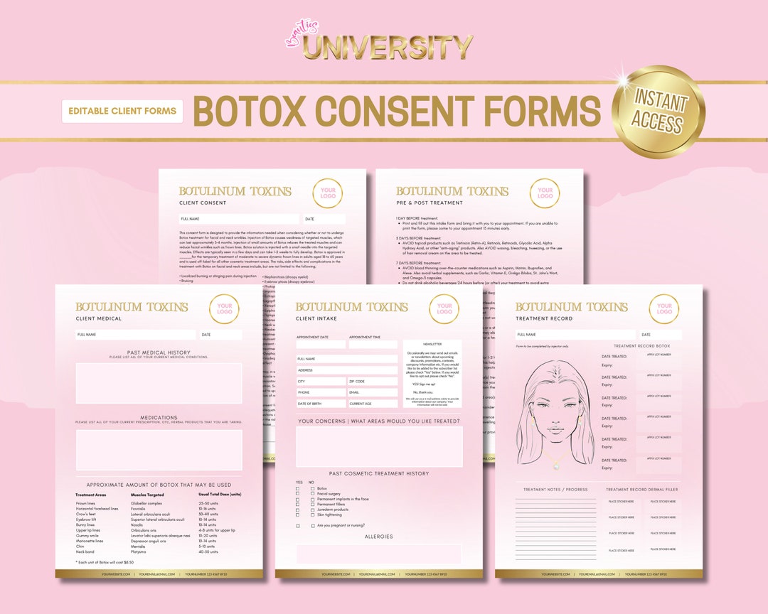 Botox Consent Forms, Neurotoxins Consultation Pack, Aesthetics Clinic ...