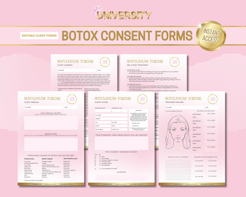 Botox Consent Forms, Neurotoxins Consultation Pack, Aesthetics Clinic ...
