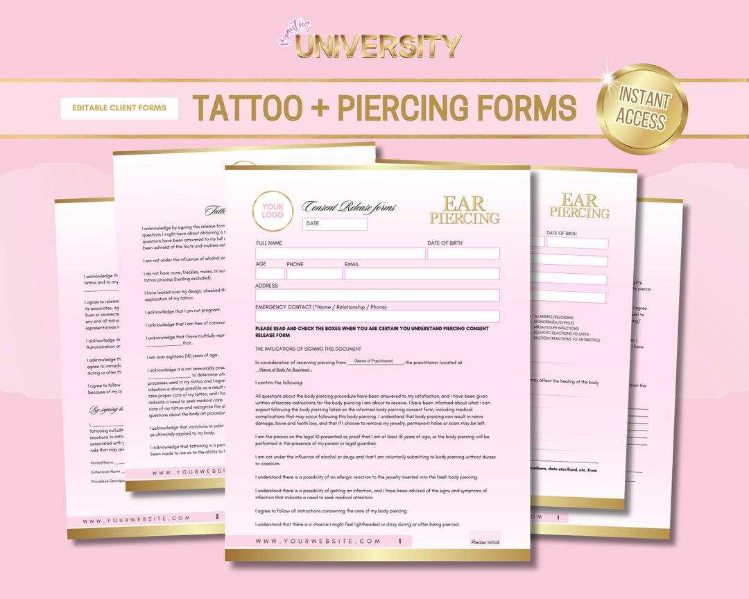 Body Piercing Consent Forms, Ear Piercing Consent Forms, Tattooing ...