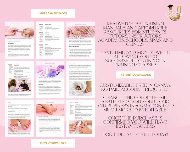 Manicure Pedicure Training Manual, Manicure Guide, Certificate, Nails Course, Nail Technician ...