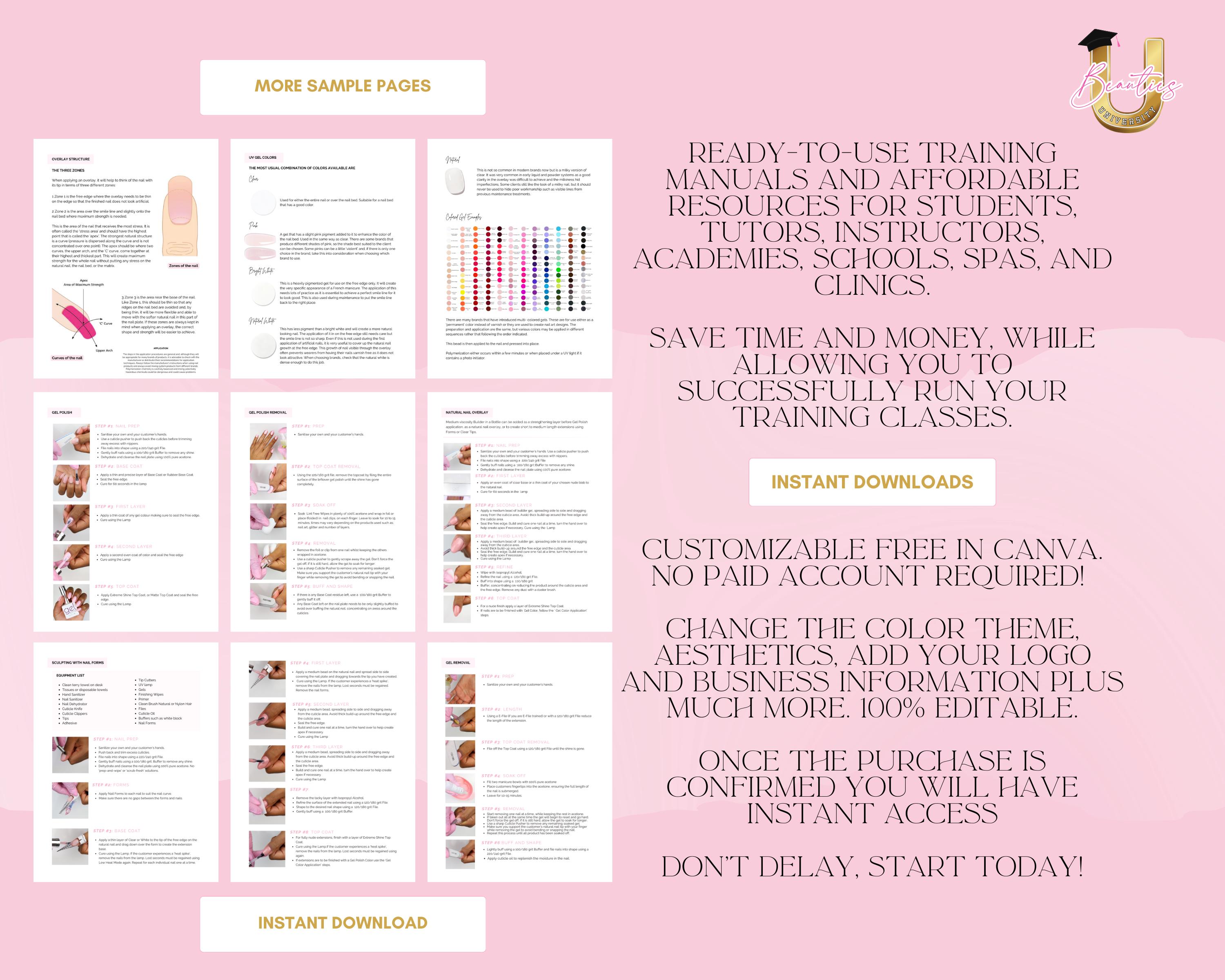 Gel Nail Extensions Training Manual, Gel Nails Guide, Certificate, Gel ...