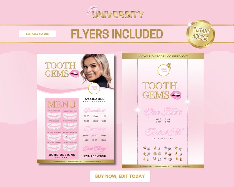 Tooth Gem Design Menu, Canva Template (digital Download) - Etsy