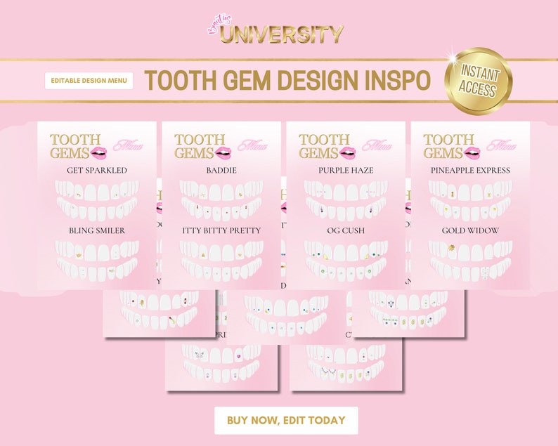 Tooth Gem Design Menu, Canva Template (digital Download) - Etsy