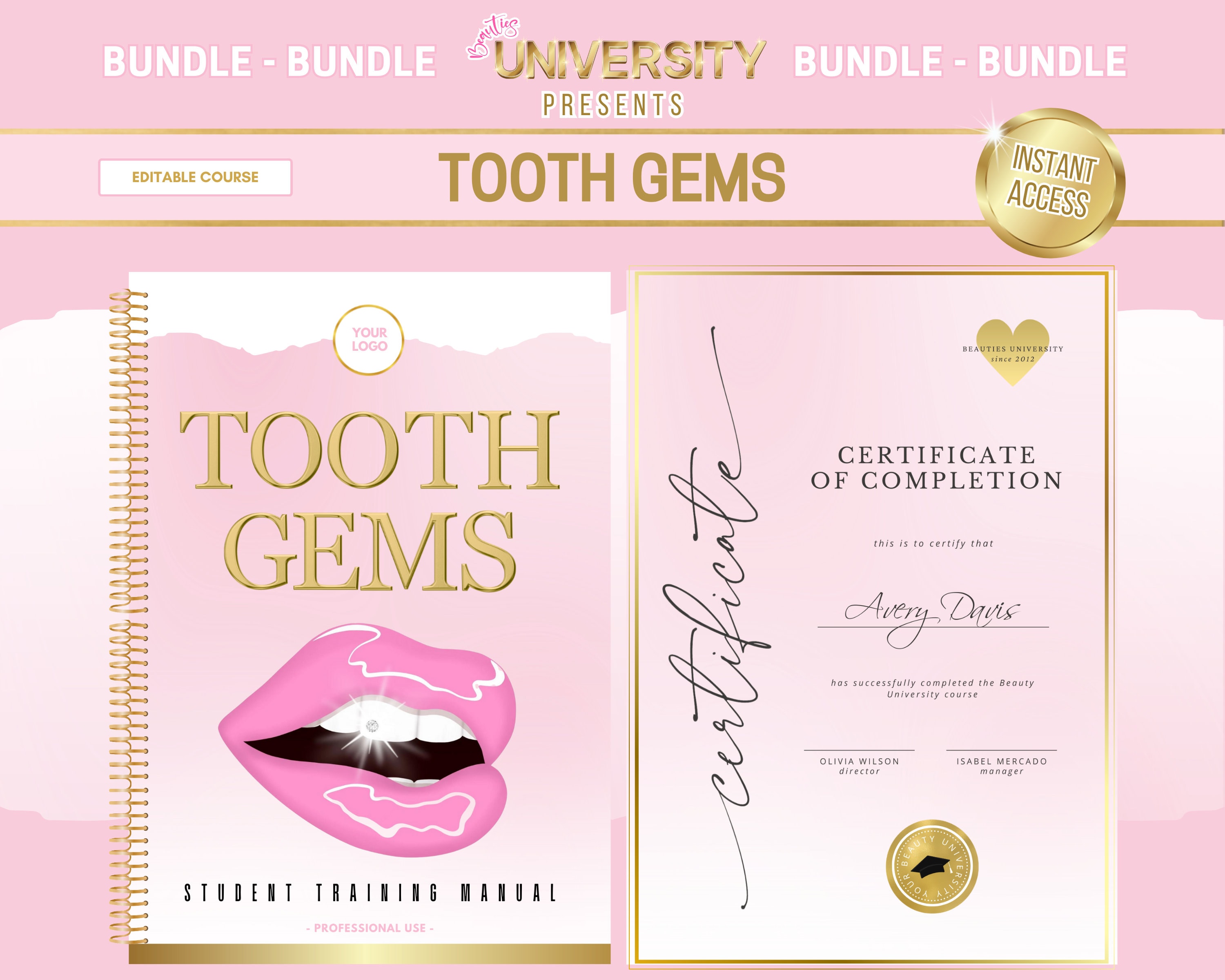 Tooth Gems Training Manual, Certificate, Tooth Gems Flyers, Tooth Gems Tutor Course, Tooth Gems ...