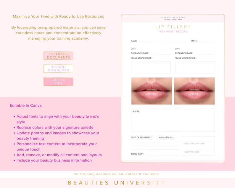 Lip Fillers Consent Forms, Editable Templates (canva) - Etsy