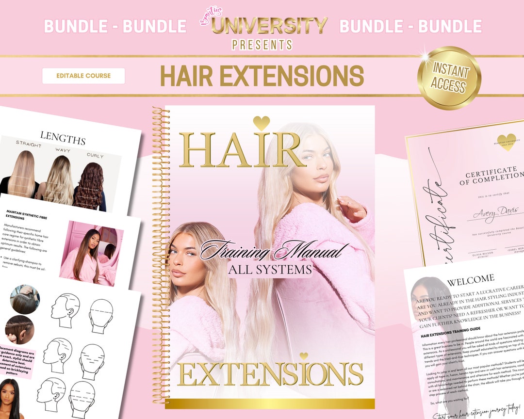 Hair Extensions Training Course, Manual, Certificate (canva Editable ...