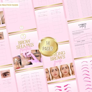 Eyebrow Shapes Guide, Brow Shapes Practice, Student Practice Sheets, PMU Brows Workbook 01, Edit ...