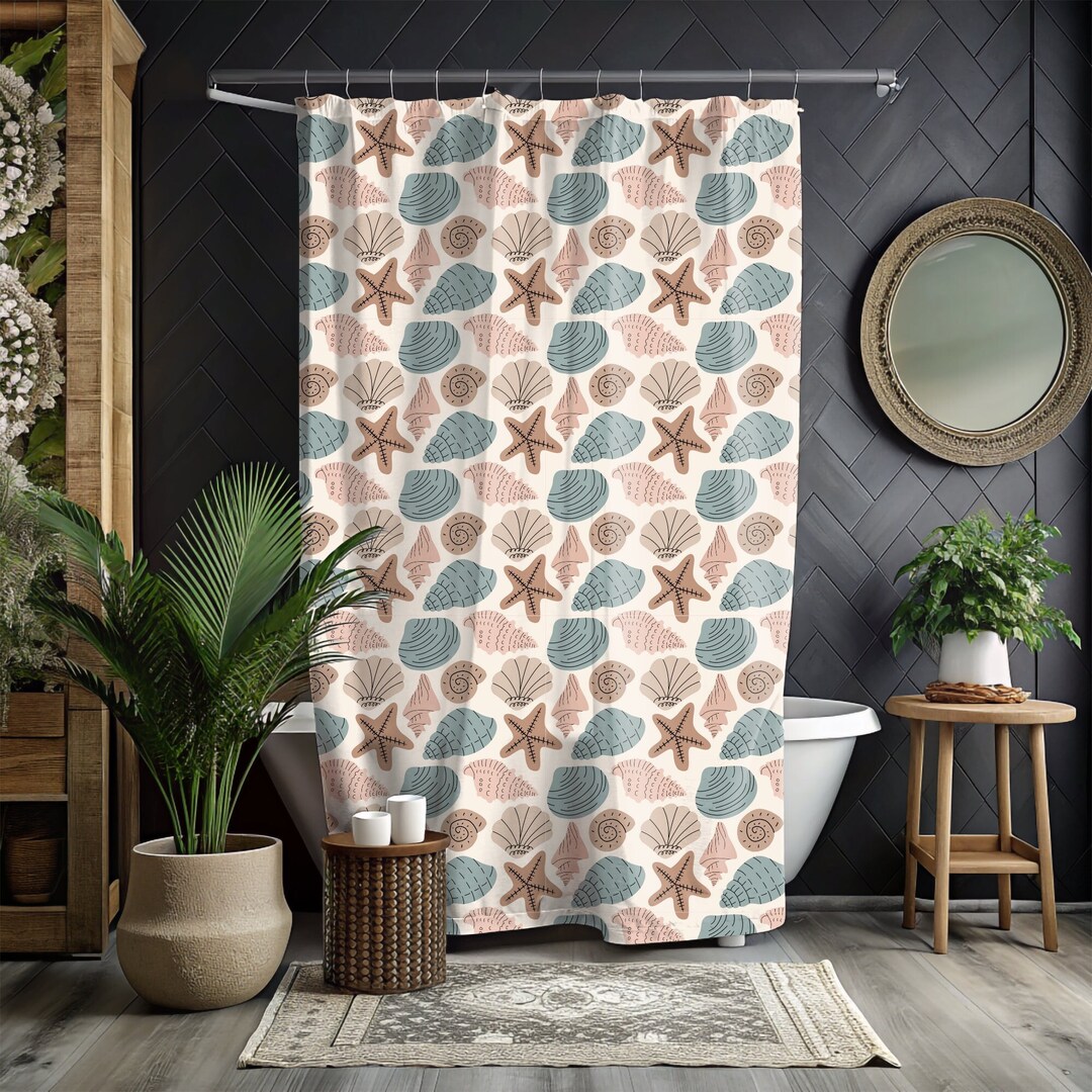 Seashell Shower Curtain, Beachy Decor, Beach House Decor, Nautical ...