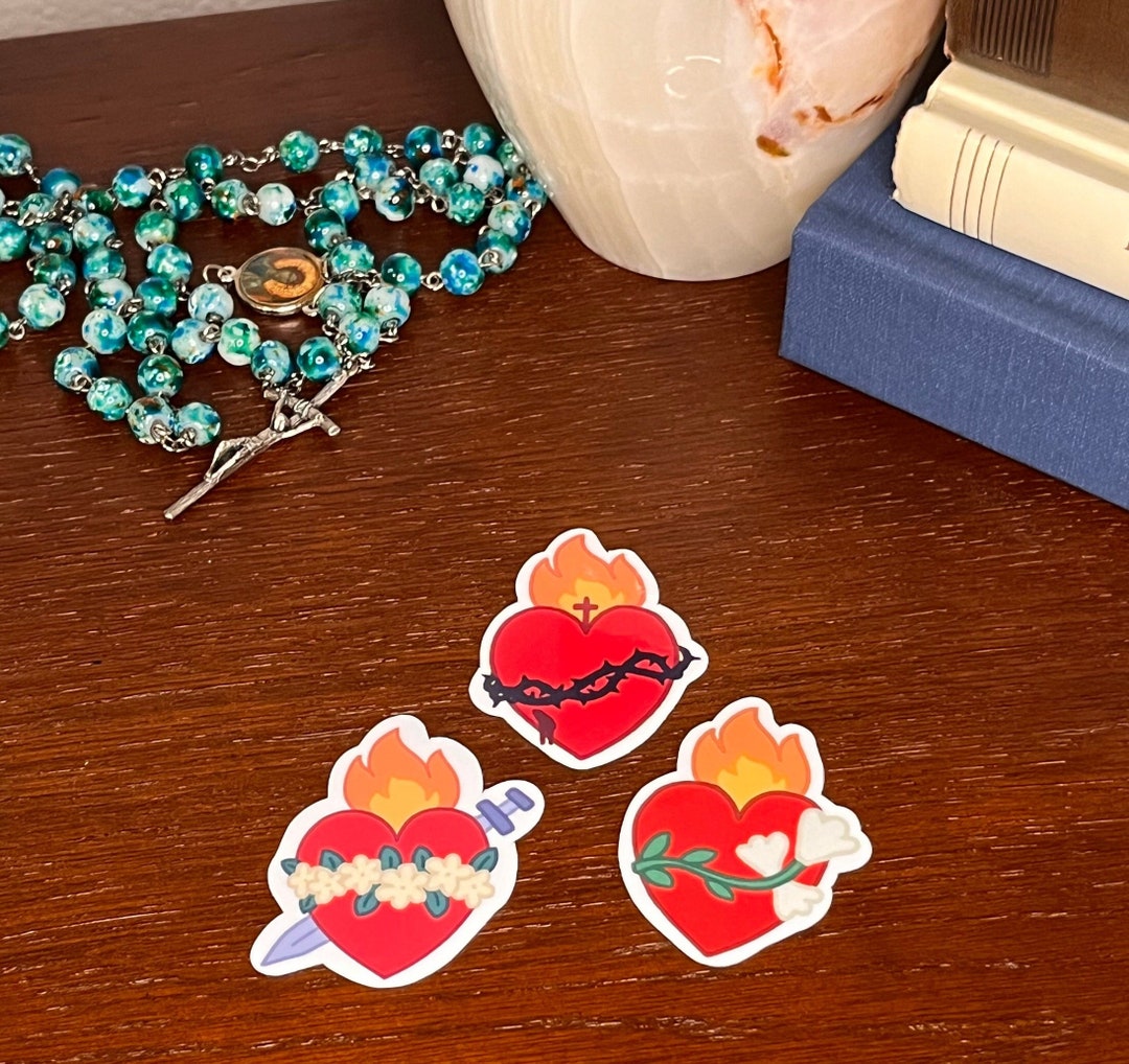 Holy Hearts Stickers Immaculate Heart of Mary, Sacred Heart of Jesus ...