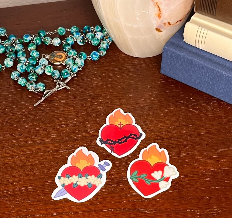 Holy Hearts Stickers Immaculate Heart of Mary, Sacred Heart of Jesus ...