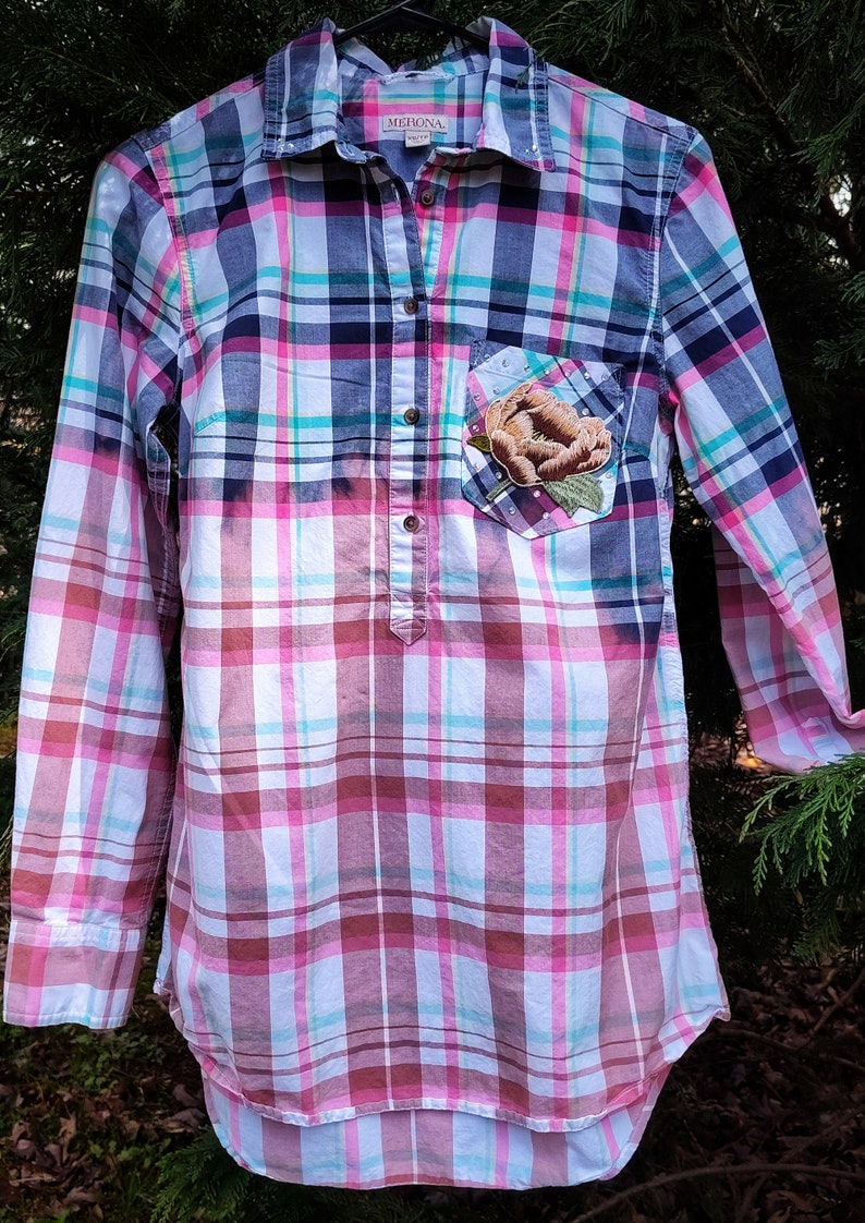 Boho Mushroom Bleached Flannel Tunic - Etsy