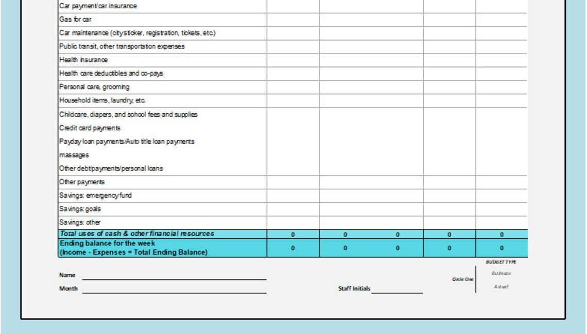 Personal Cash Flow Budget Worksheet - Etsy