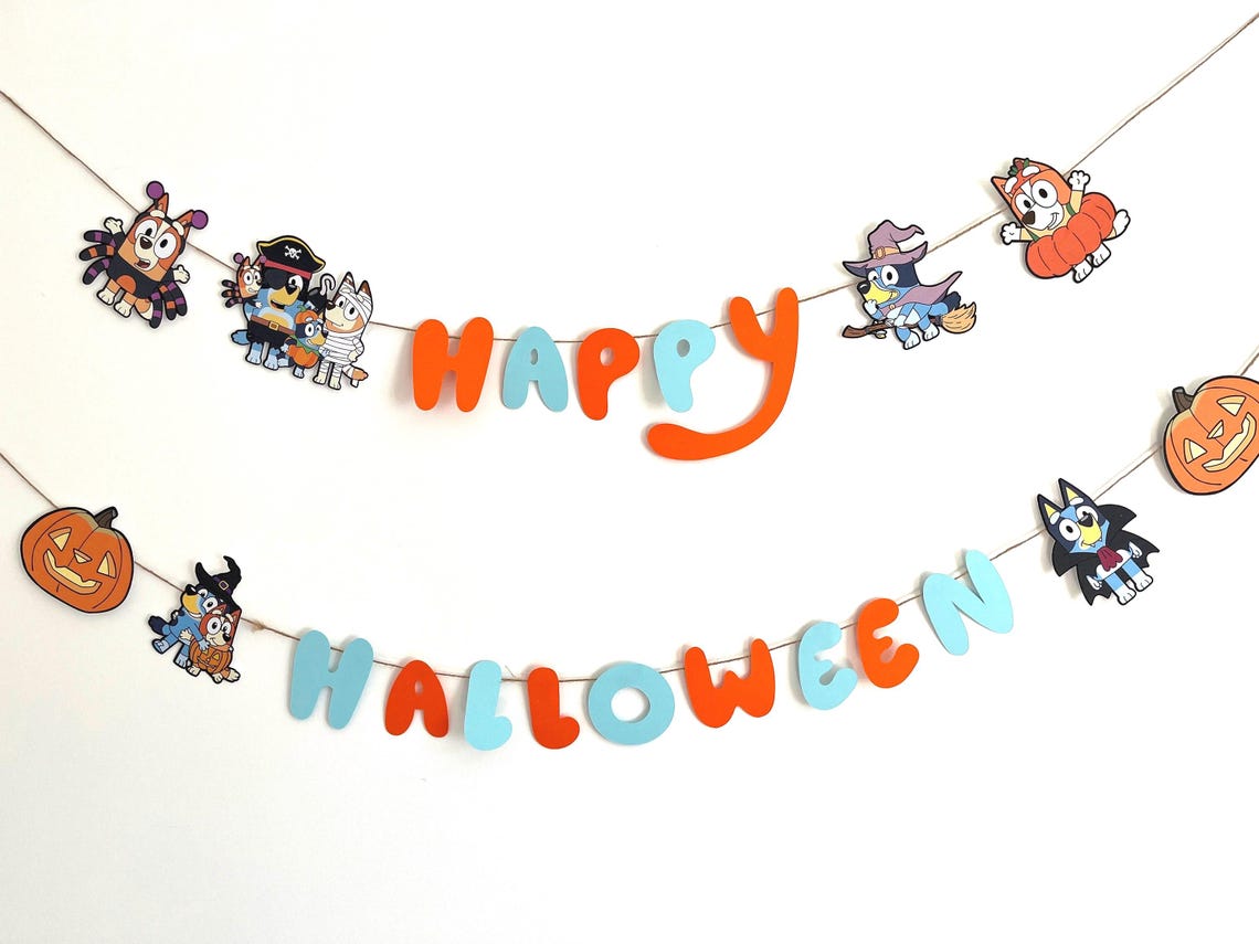 Bluey Inspired Halloween Bunting Banner Decoration - Etsy
