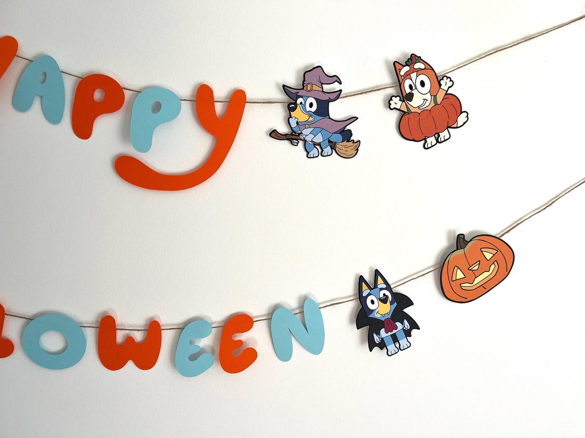 Bluey Inspired Halloween Bunting Banner Decoration - Etsy