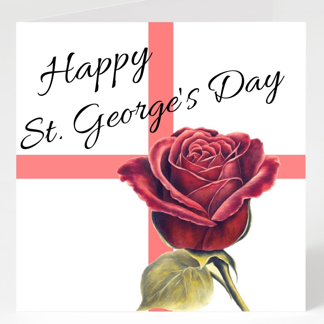 St Georges Day Card & Gift Tag/ St Georges Celebrations, England, Red ...