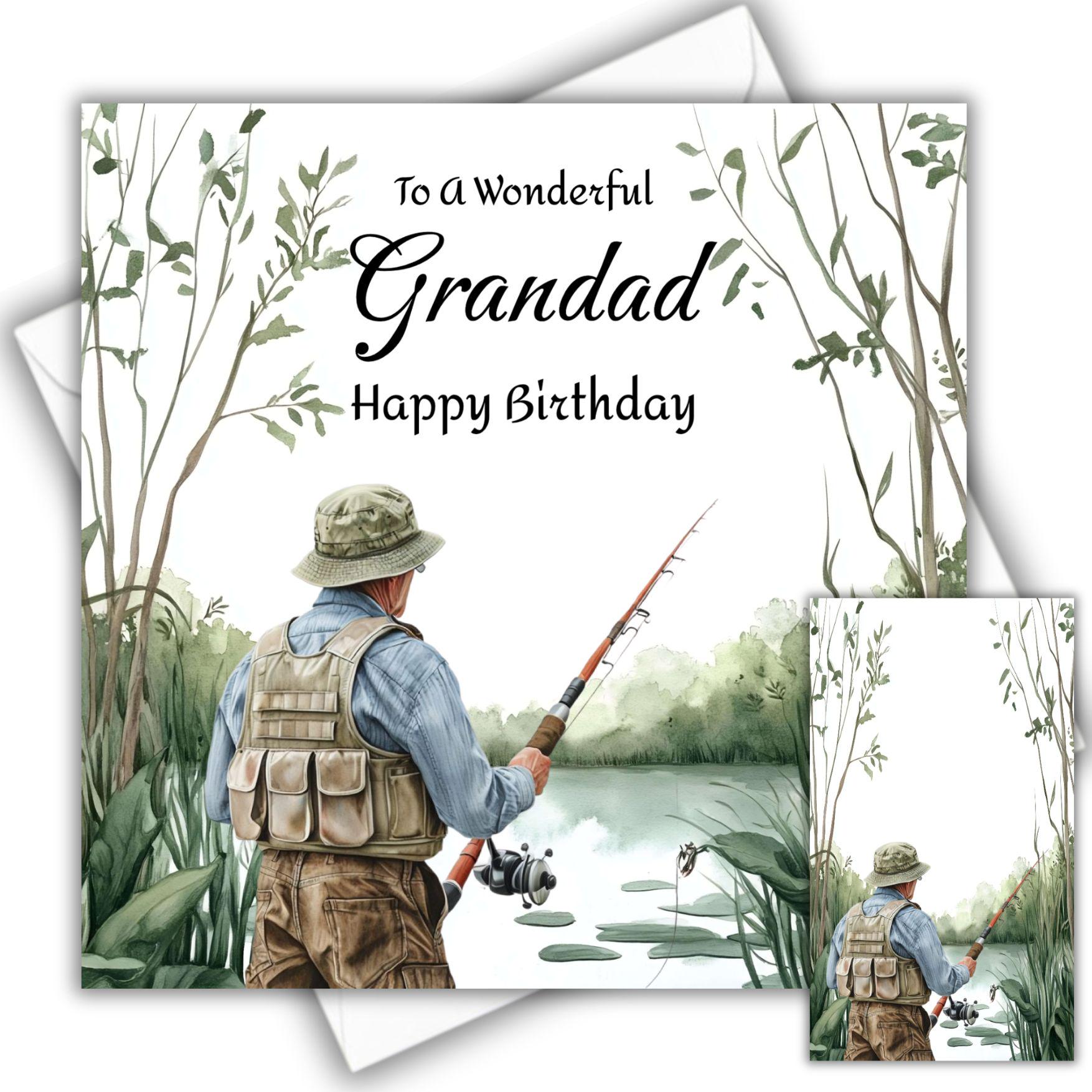 Birthday Card With Matching Gift Tag, Choose Your Relation / Fishing ...
