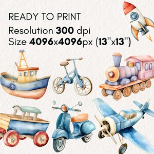 Watercolor Transportation Clipart, Vehicle Clipart, Public Transport ...