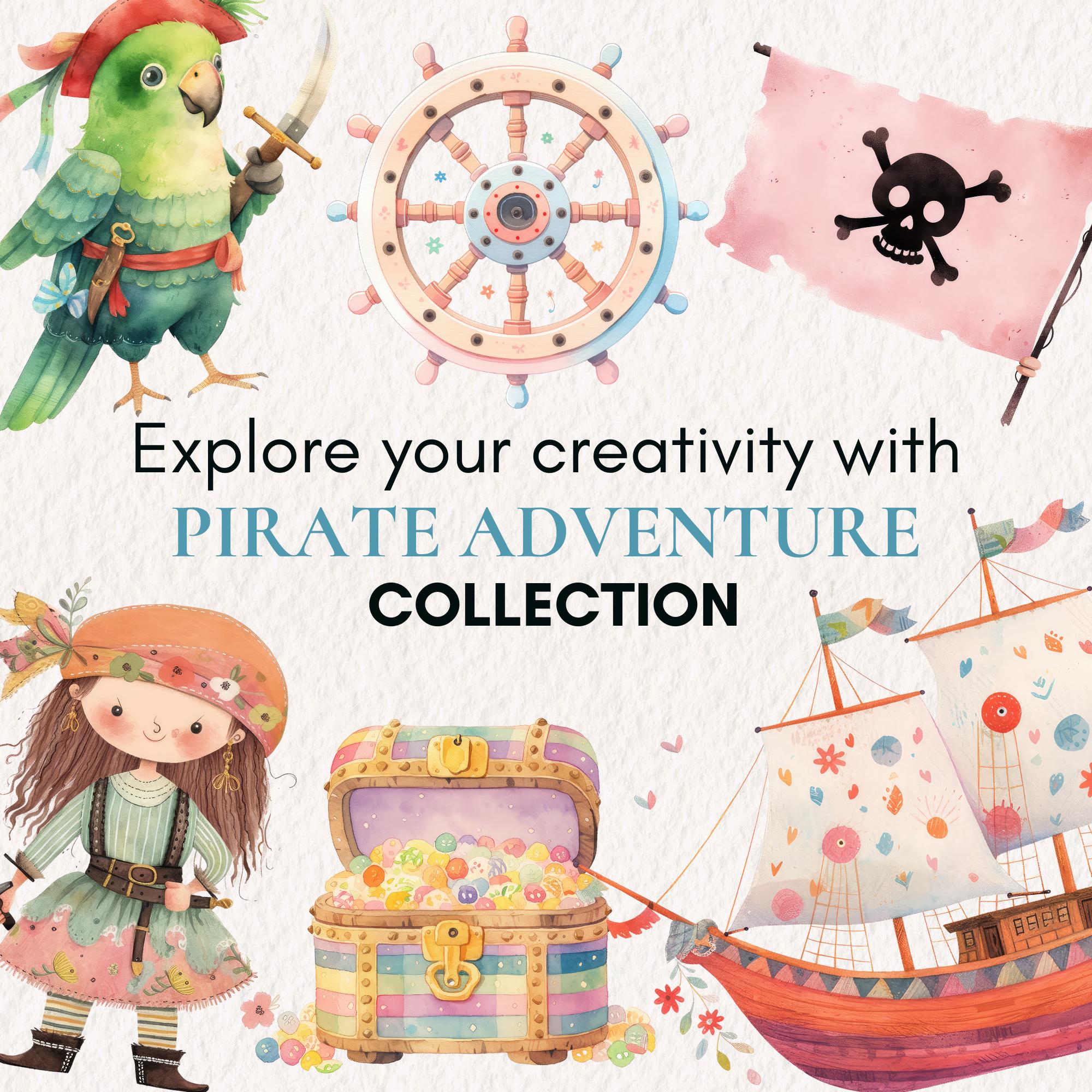 Watercolor Pirate Adventure Clipart, Watercolor Pirates, Nautical Clip ...