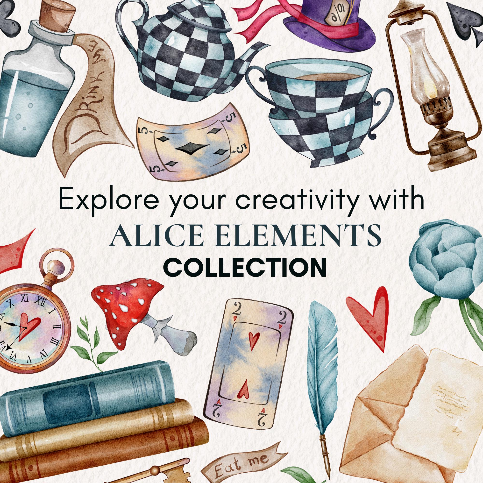 Alice in Wonderland Clipart | Whimsical Vintage Watercolor PNG Set ...