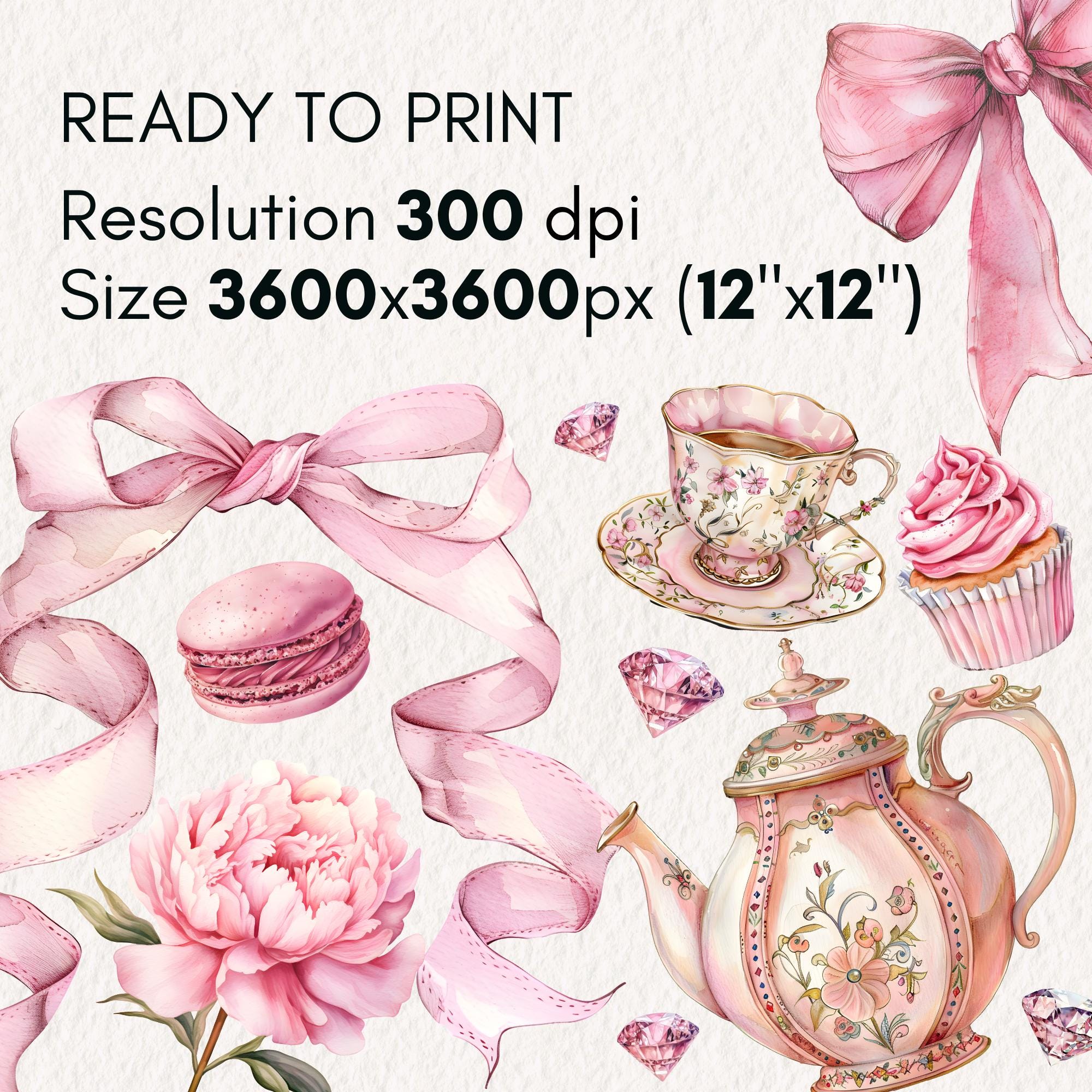 Coquette Clipart, Vintage Pink Bows, Watercolor, Cottagecore ...