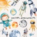 Watercolor Space Clipart Bundle, Astronaut Nursery Decor, Alien Clipart ...