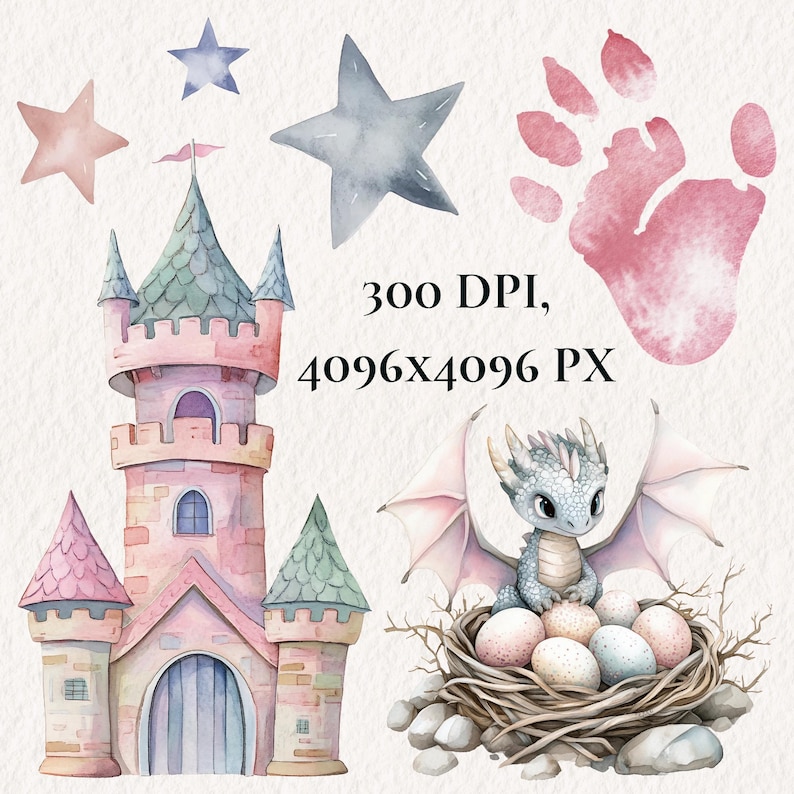 Watercolor Baby Dragons Clipart, Cute Dragon Clipart, Little Kingdom ...