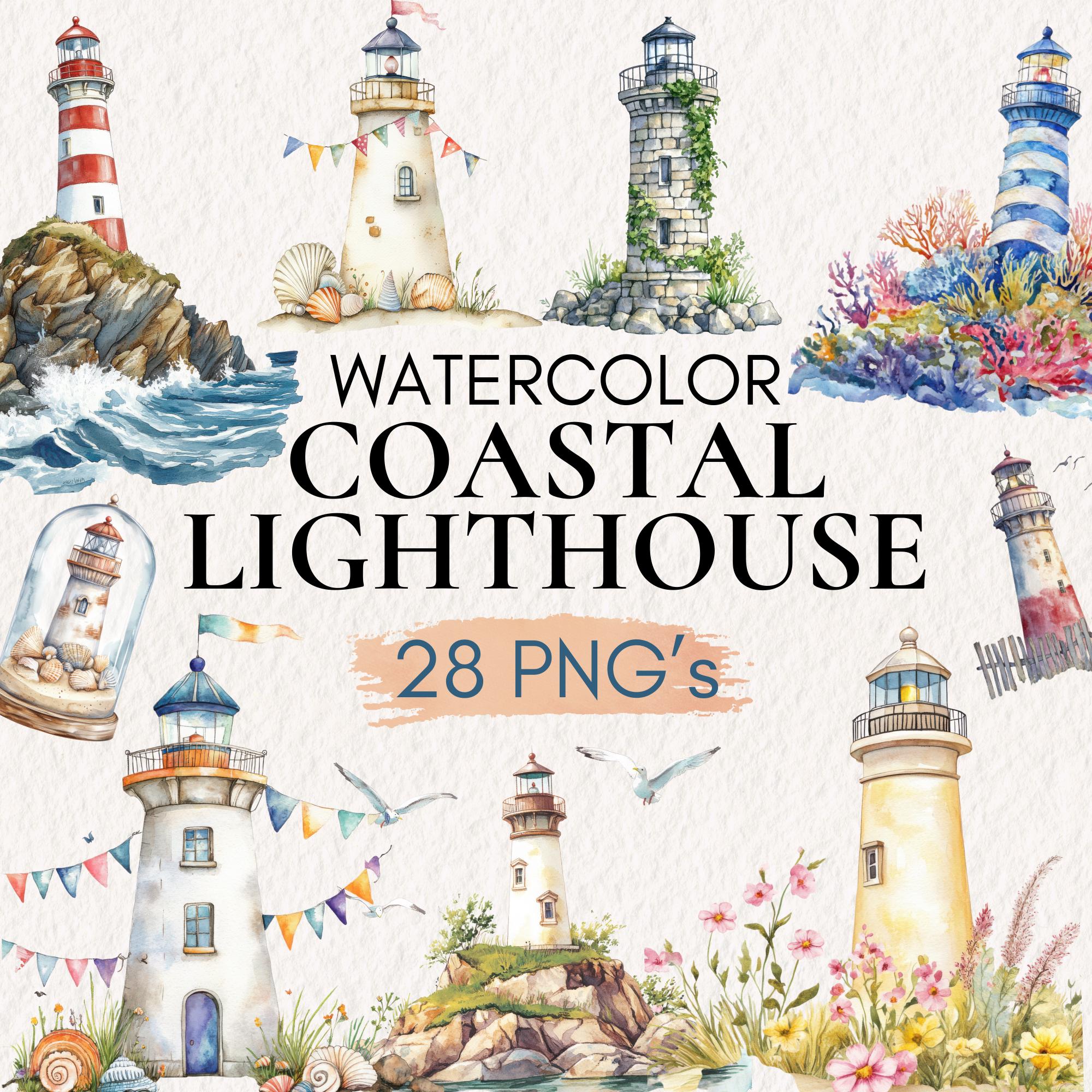 Watercolor Lighthouse Clipart, Nautical Decor PNG, Ocean Lighthouse ...