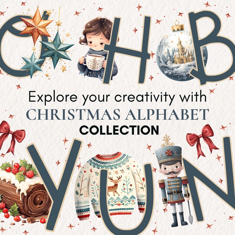 Watercolor Christmas Alphabet Clipart | Festive Letters PNG | Holiday ...