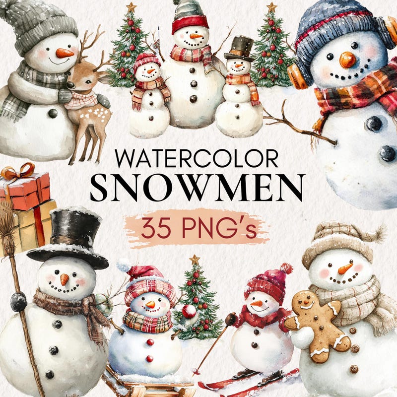 Snowmen Clipart - Etsy