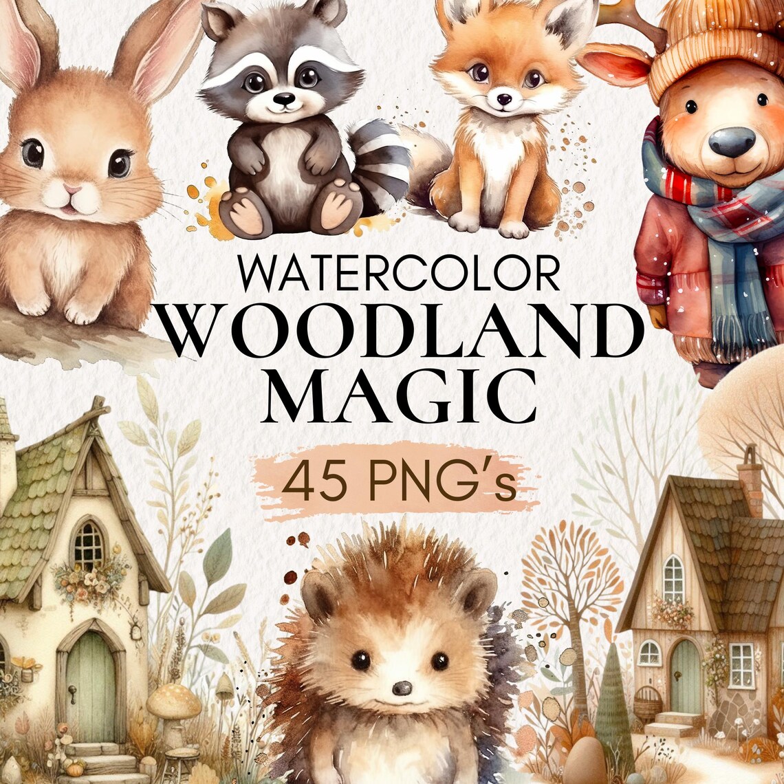 Watercolor Woodland Clipart, Woodland Animals, Watercolor Forest ...