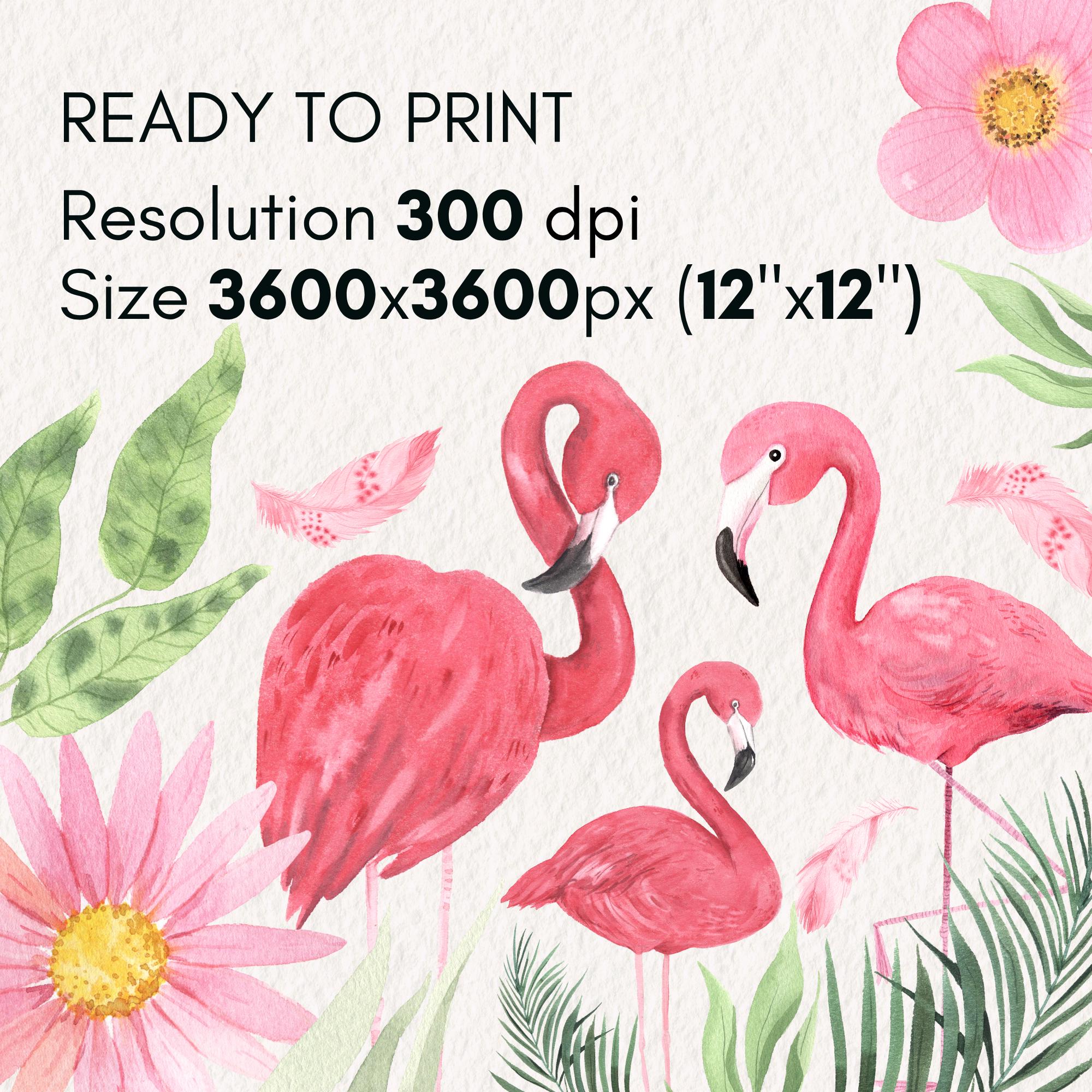 Floral Flamingo Clipart, Bird Clip Art, Tropical Flamingo, Watercolor ...
