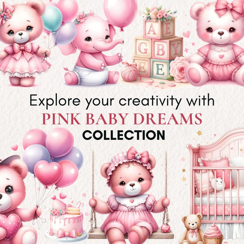 Watercolor Baby Shower Clipart, Pink Baby Shower Pngs, Newborn Baby ...