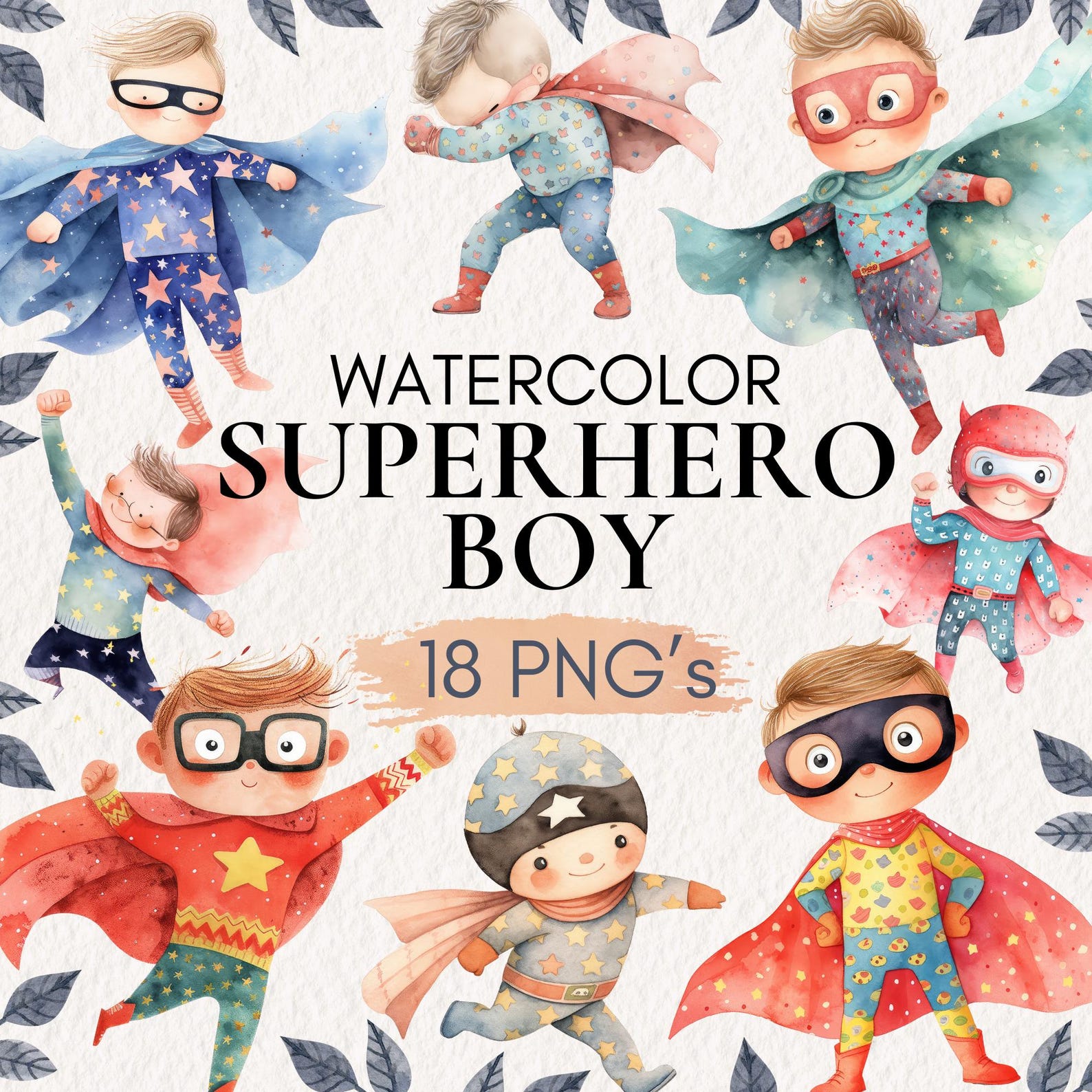 Watercolor Superhero Boy Clipart, Nursery Art (digital Download) - Etsy UK