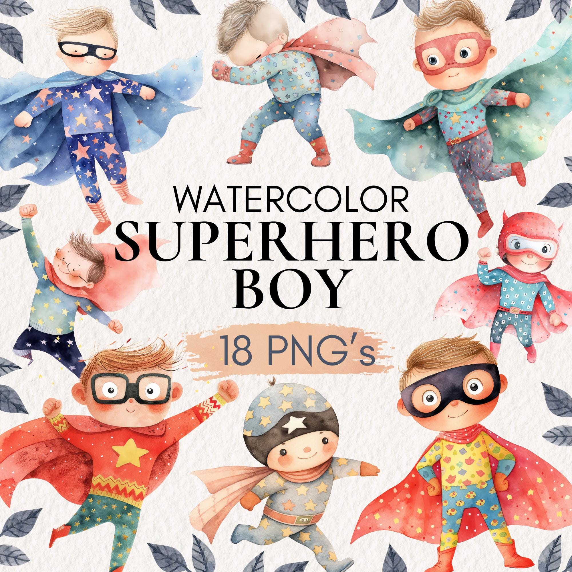 Watercolor Superhero Boy Clipart, Nursery Art (digital Download) - Etsy UK