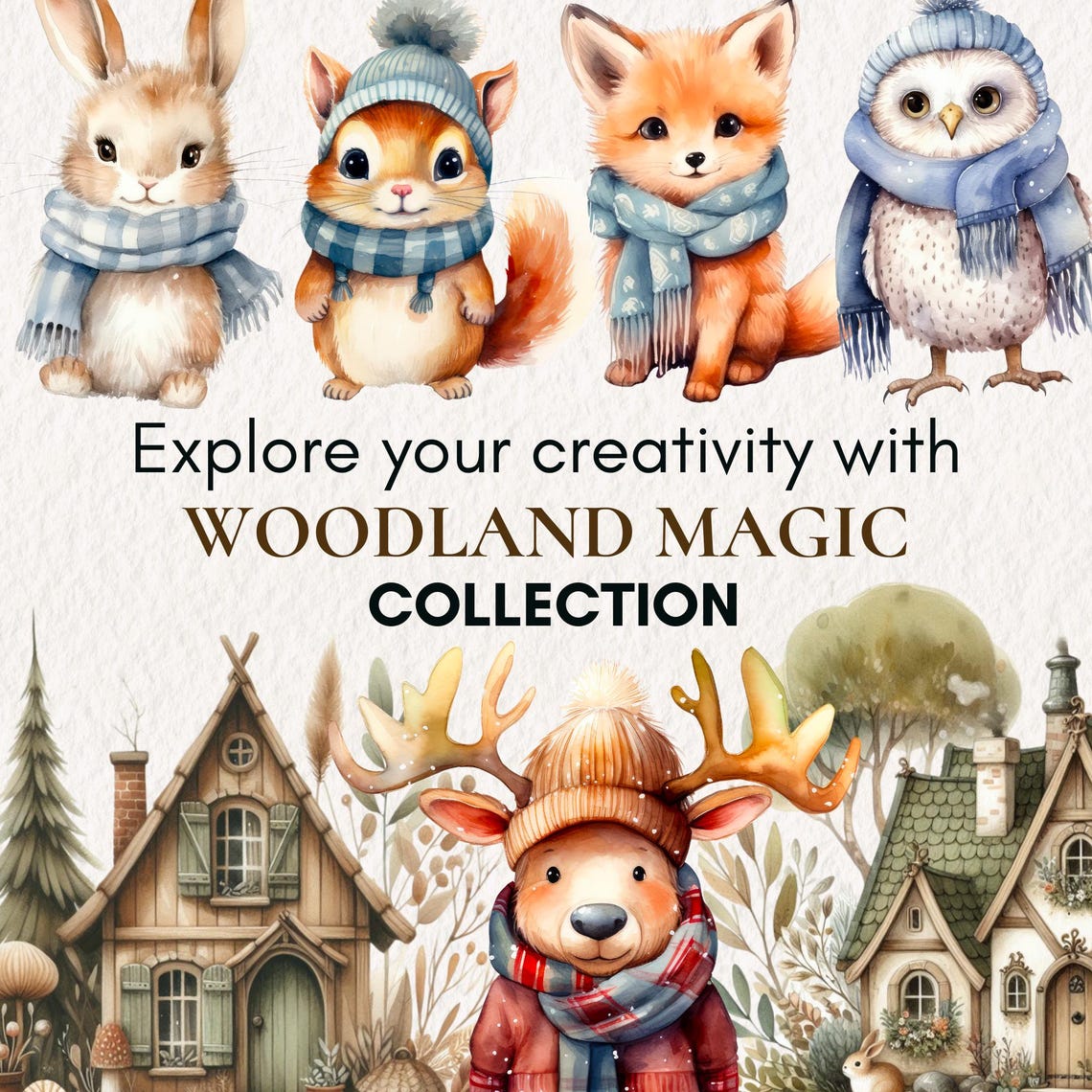 Watercolor Woodland Clipart, Woodland Animals, Watercolor Forest ...