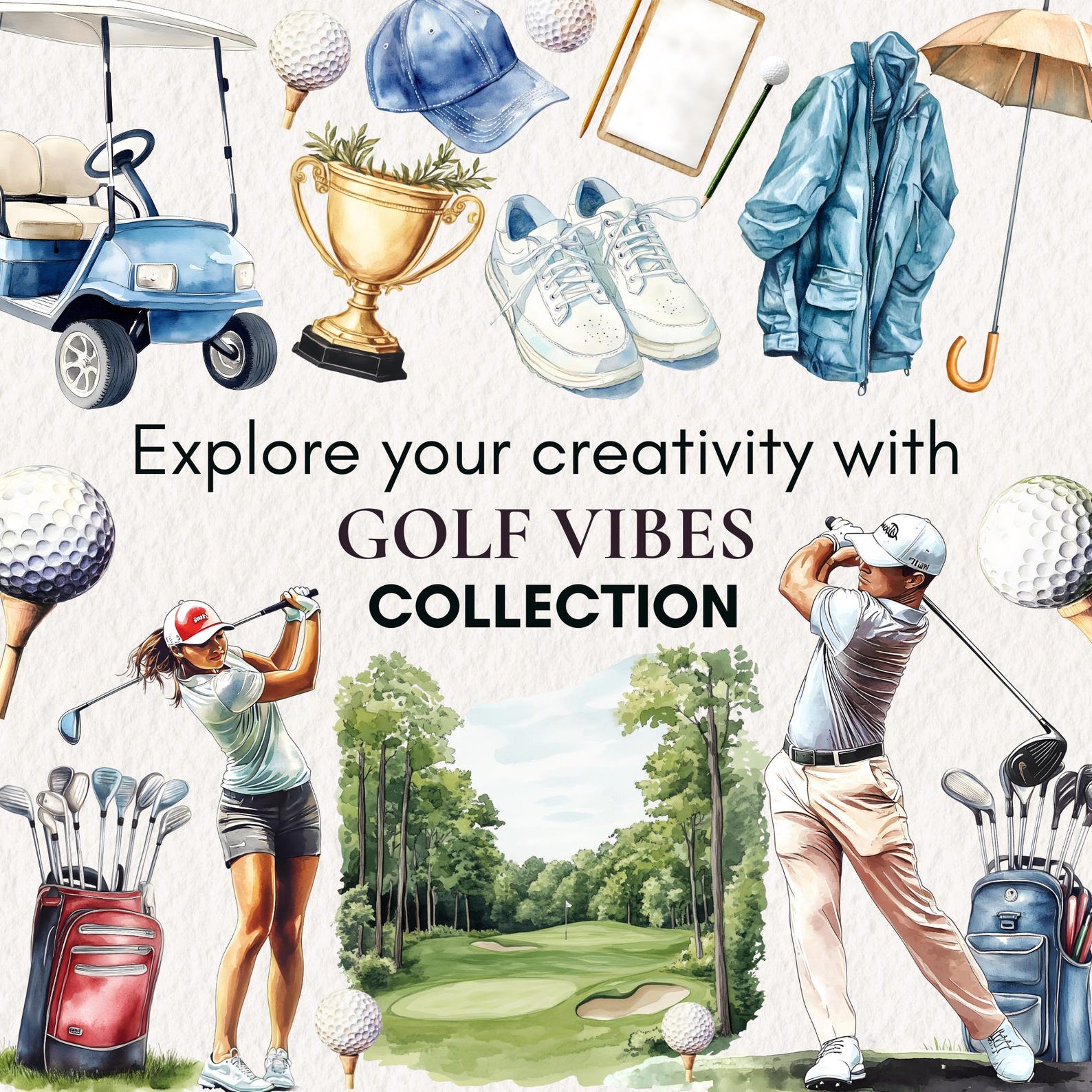 Golf Course Clipart, Golf Clipart, Golf PNG, Golf Clip Art, Sports Clip Art, Sports PNG, Golf ...