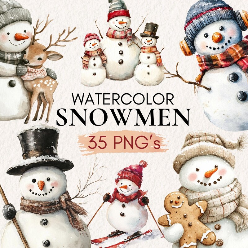 Snowmen Clipart - Etsy